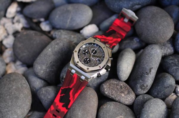 Red Camo Rubber Strap For AP Royal Oak Offshore 42mm Tang Buckle ...
