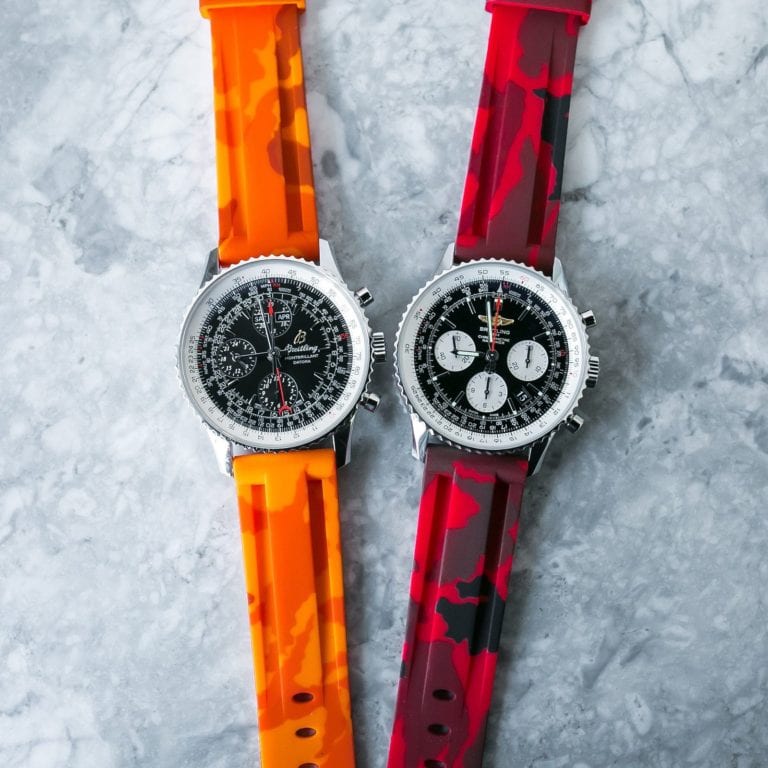 RED CAMO RUBBER STRAP FOR BREITLING NAVITIMER | Horus Straps Philippines