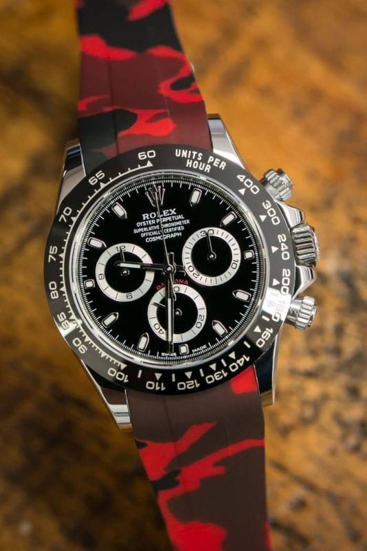 Red Camo Rubber Strap On Rolex Daytona | Horus Straps Philippines