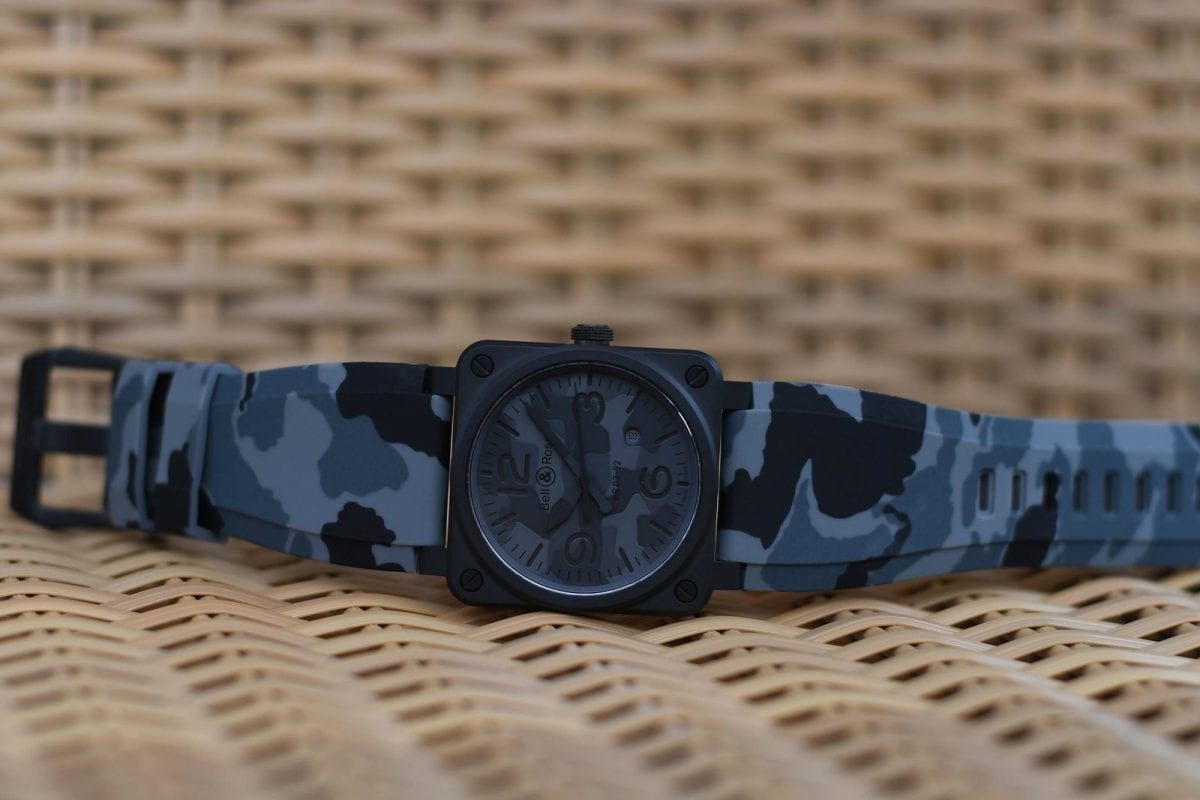 GRAPHITE CAMO RUBBER STRAP FOR BELL & ROSS BR-01 / BR-03 | Horus Straps ...