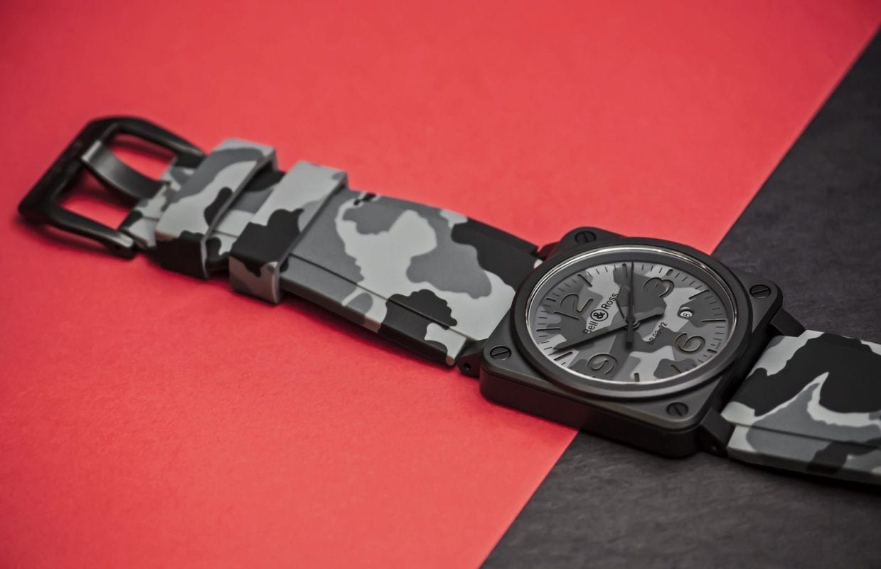 GRAPHITE CAMO RUBBER STRAP FOR BELL & ROSS BR-01 / BR-03 | Horus Straps ...