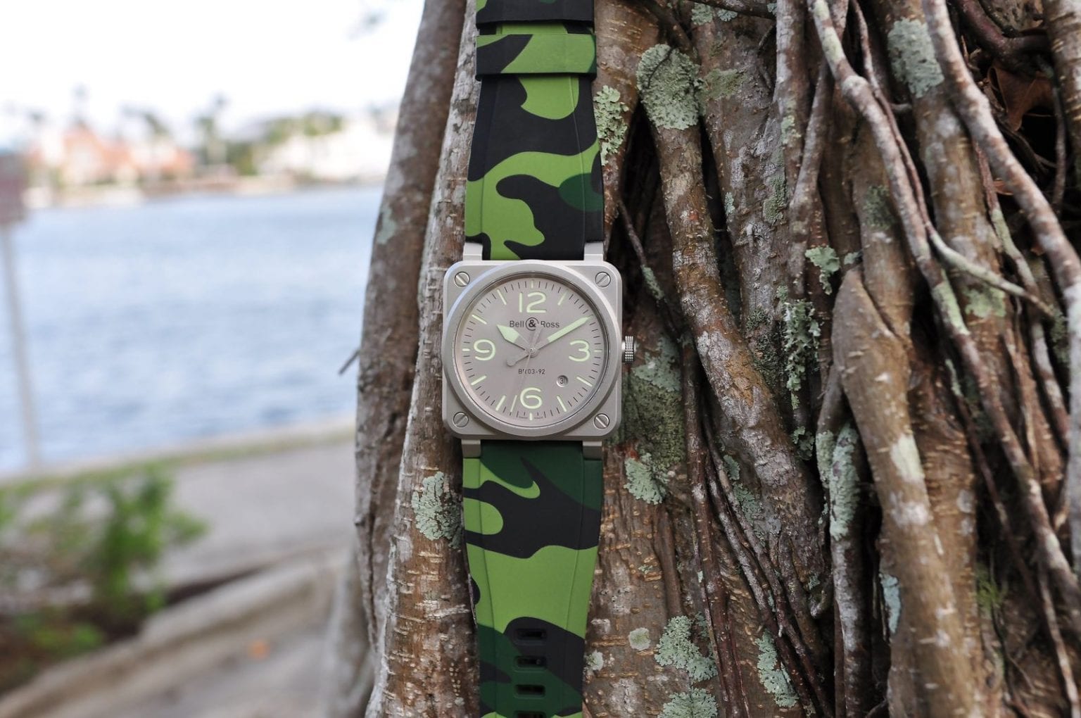 GREEN CAMO RUBBER STRAP FOR BELL & ROSS BR-01 / BR-03 | Horus Straps ...