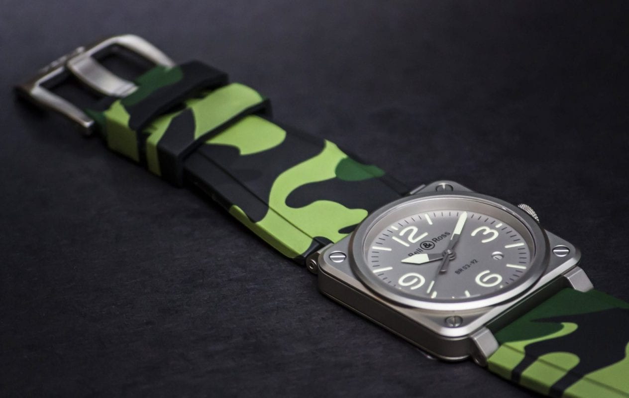 GREEN CAMO RUBBER STRAP FOR BELL & ROSS BR-01 / BR-03 | Horus Straps ...
