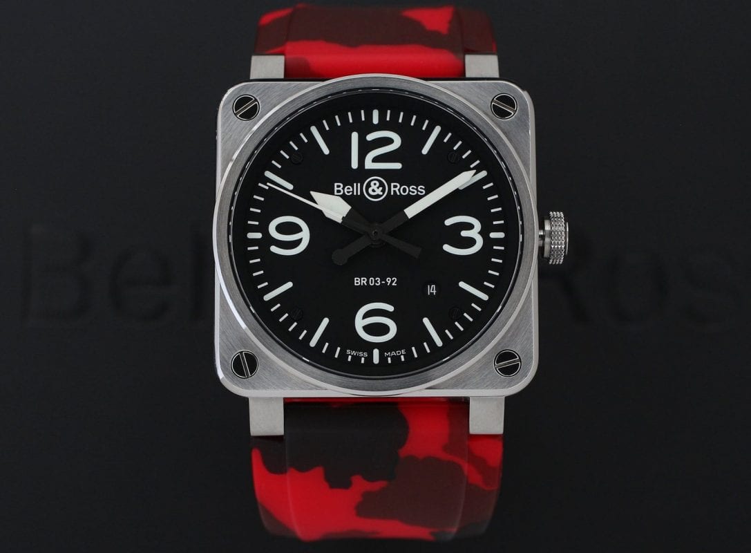 RED CAMO RUBBER STRAP FOR BELL & ROSS BR-01 / BR-03 | Horus Straps ...
