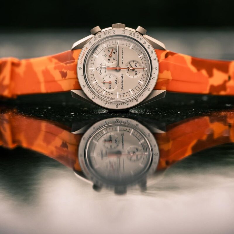 Rubber Strap for Omega X Swatch Moonswatch - Orange Camo | Horus Straps ...